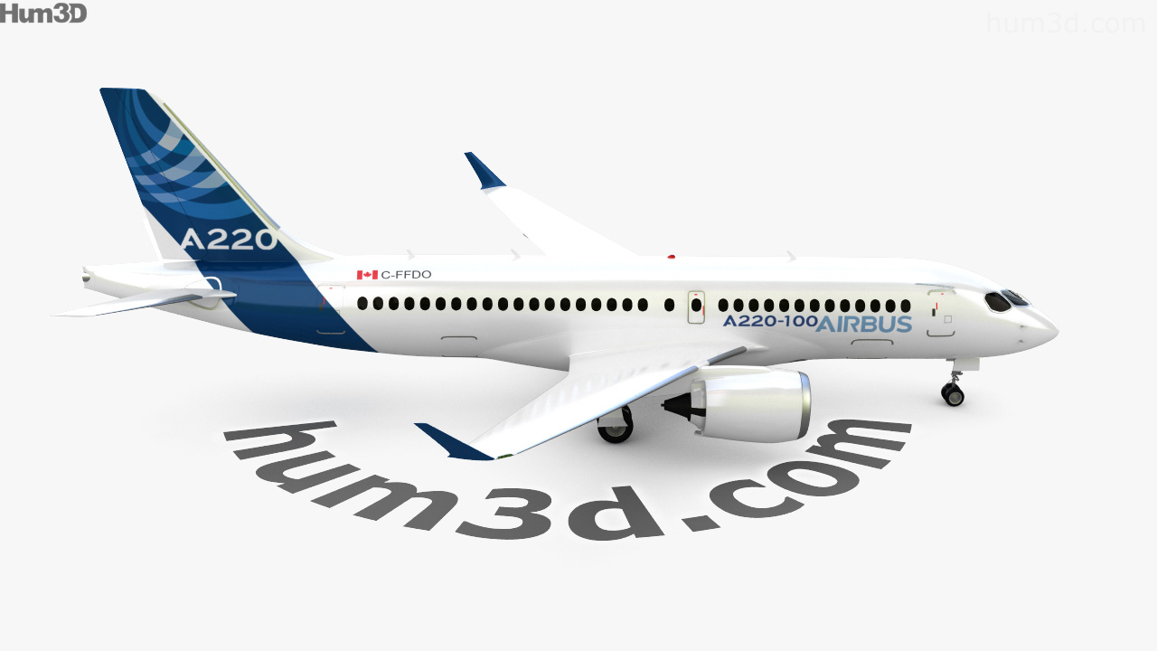 360 view of Airbus A220 100 3D model - Hum3D store