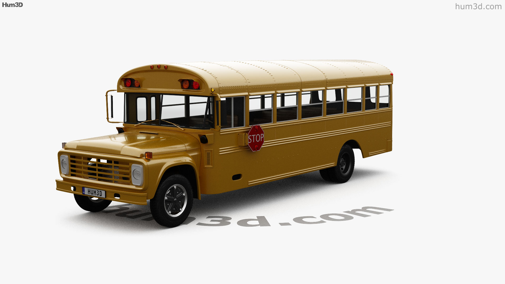 Ford B600 통학 버스 1978 360도 3D 모델 - Hum3D