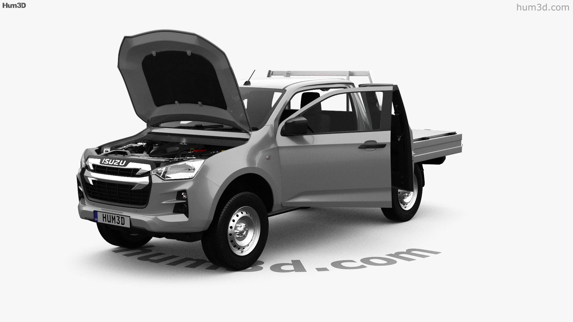 Isuzu D-Max Space Cab AlloyTray SX 인테리어 가 있는 와 엔진이 RHD 2020 360도 3D 모델 ...