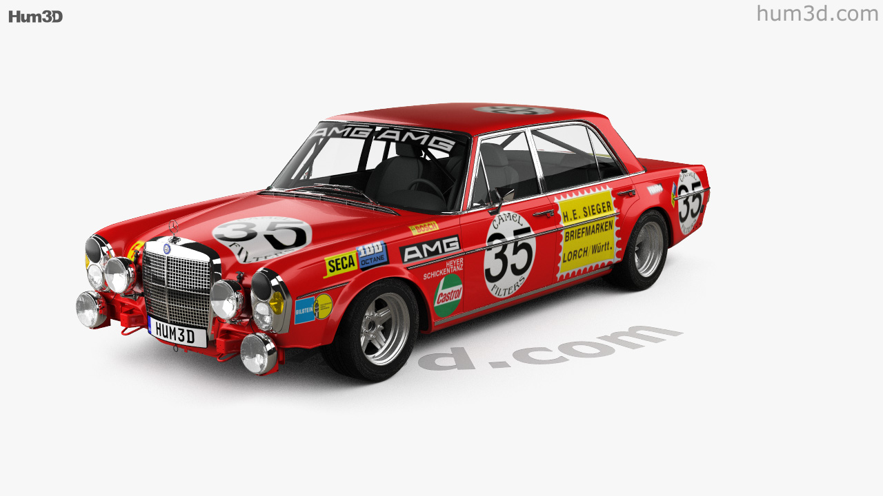 360 view of Mercedes-Benz 300 SEL AMG Red Pig 1969 3D model - Hum3D store