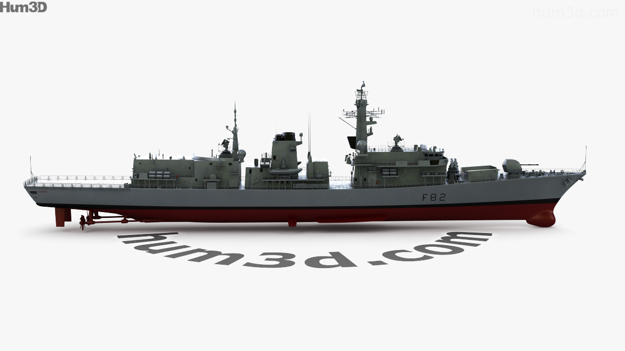 360 view of Type 23 frigate 3D model - Hum3D store