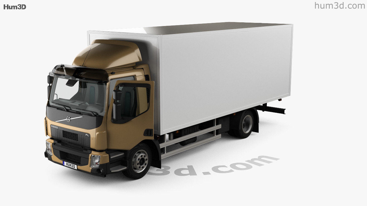 360 view of Volvo FL Box Truck with HQ interior 2016 3D model - Hum3D store