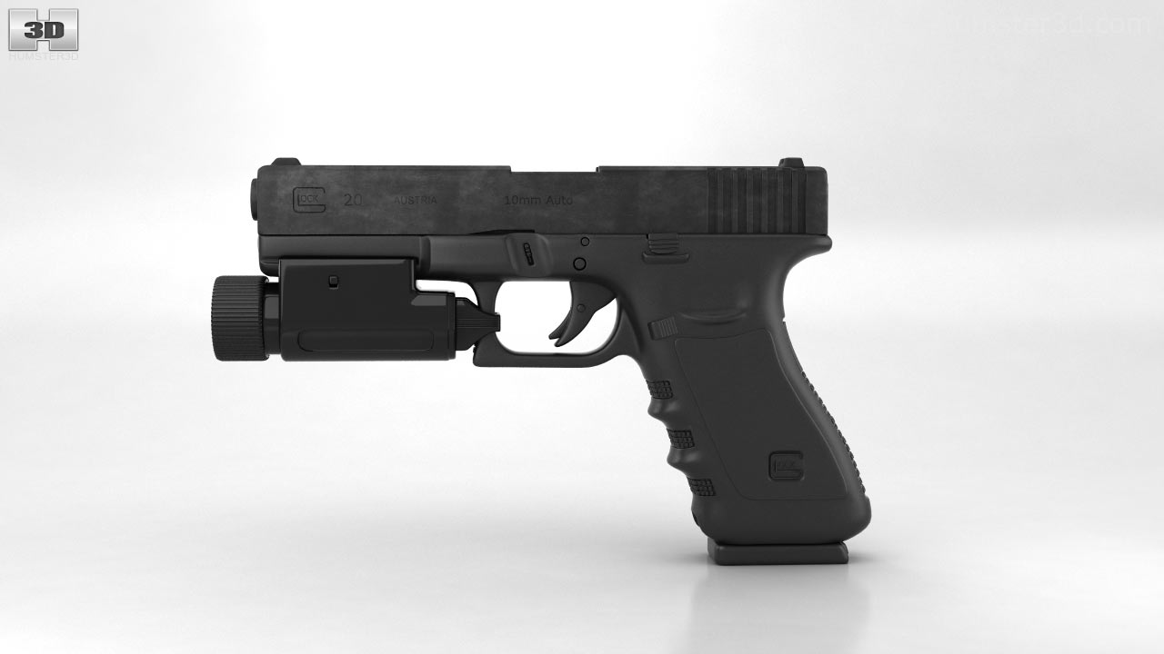 360 view of Glock 17 with Flashlight 3D model - Hum3D store